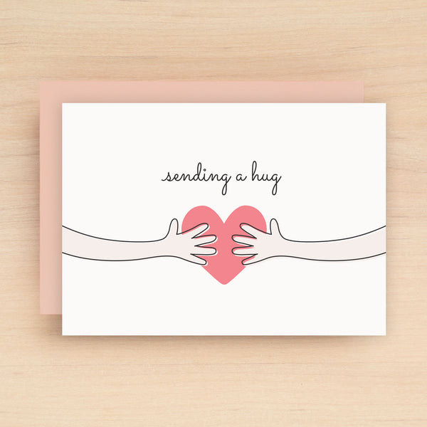 "Sending a hug" Hug Greeting Card #261 - Silhouette Blue Stationery