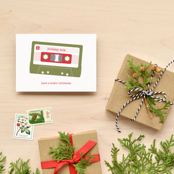 Mix Tape Holiday Card Set - Silhouette Blue Stationery
